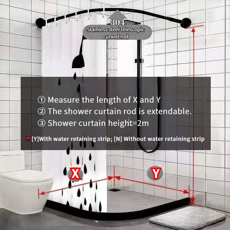 Shower curtain rod punch-free shower screen water-proof partition show ...
