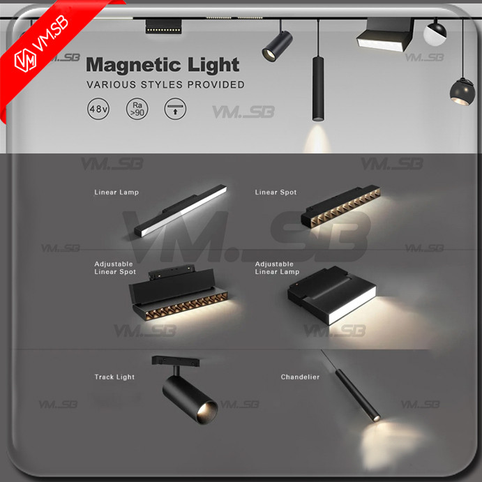 LED Magnet Track Light Magnetic Pendant Lamp Grille Folding Flood Spot ...