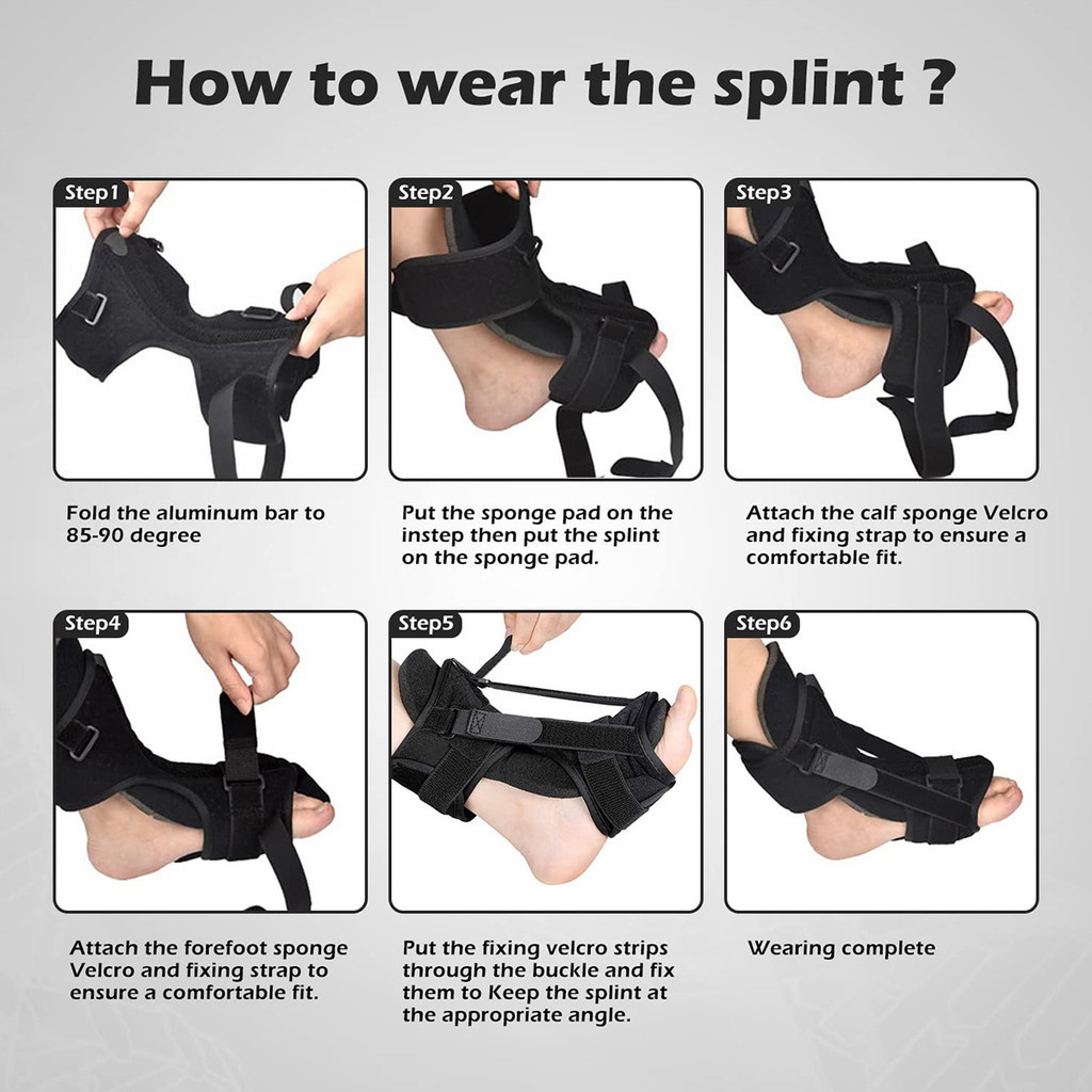 Plantar Fasciitis Night Splint Adjustable Foot Drop Orthotic Brace ...