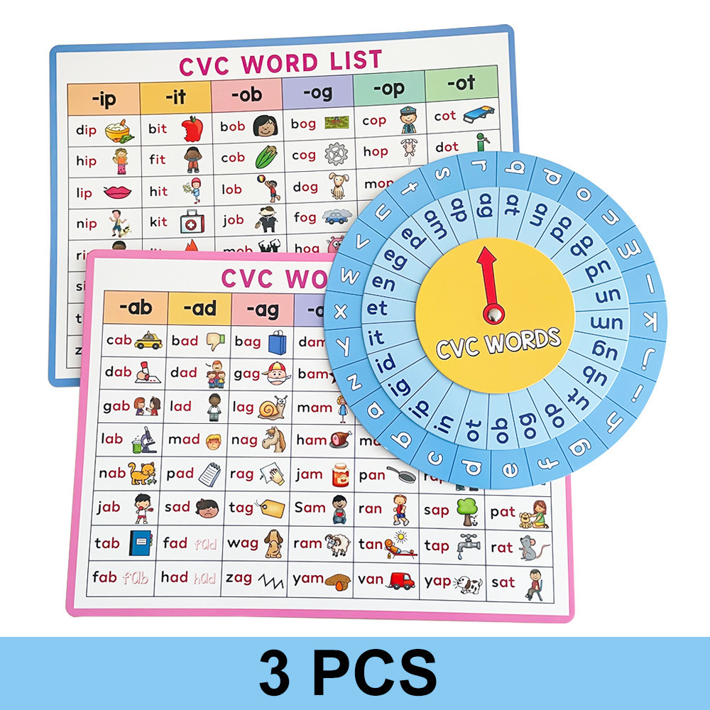 CVC Word Spelling Reading Memory Game Kindergarten English Phonics CVC ...