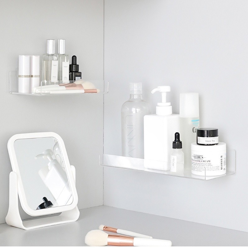 MULA Wall-Mounted Acrylic Shelf, Punch-Free Adhesive Rack for Bathroom ...