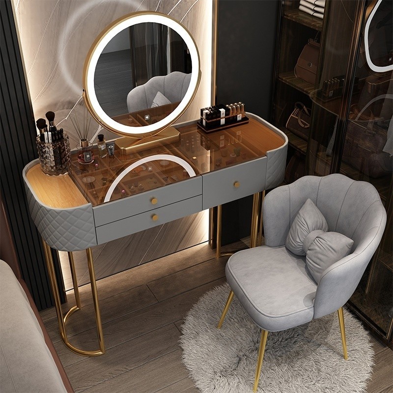 Dressing Table Modern Minimalist Vanity Table Storage Cabinet Makeup ...