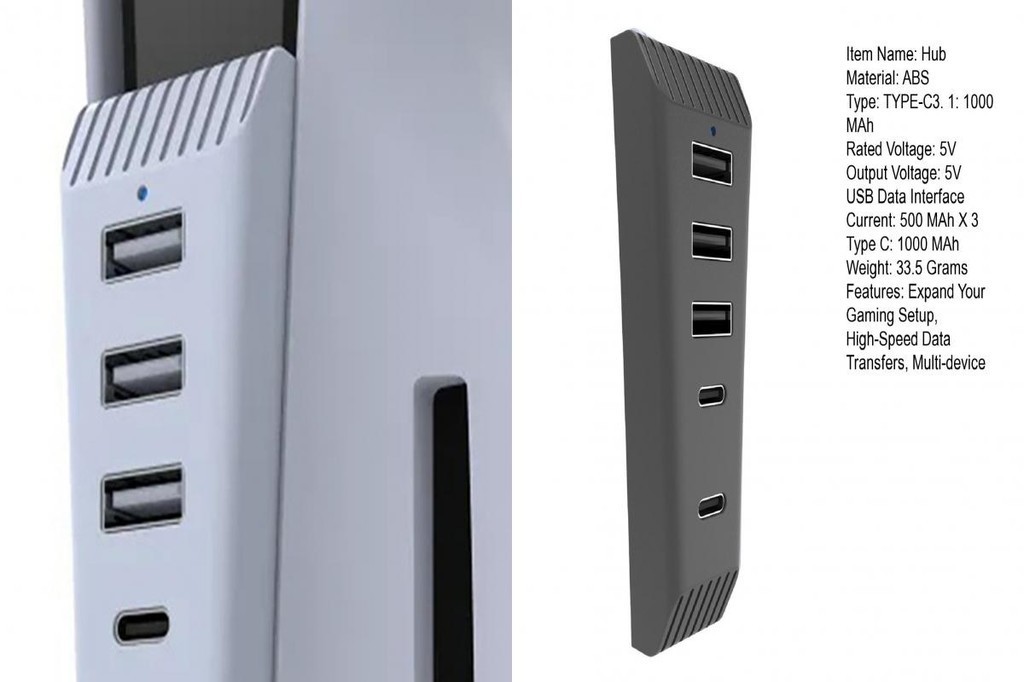 IAN- Usb Splitter Hub for Ps5 Slim 5-port Usb Hub for Gaming Setup Ps5 ...