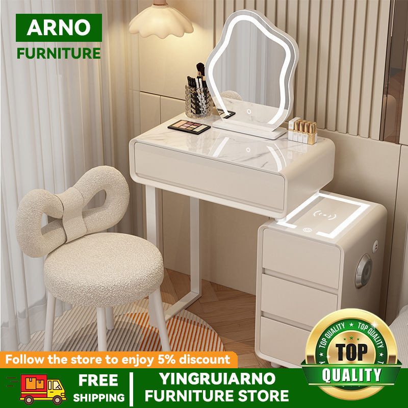 Cream Dressing Table Home Bedroom Rock Board Solid Wood Dressing Table ...
