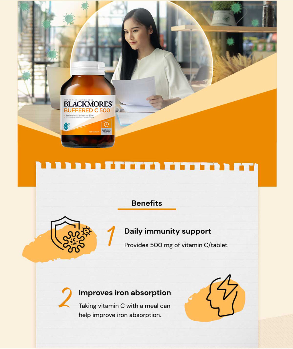 [Bundle of 2] Blackmores Buffered C 500 Vitamin C Tablets (120s ...