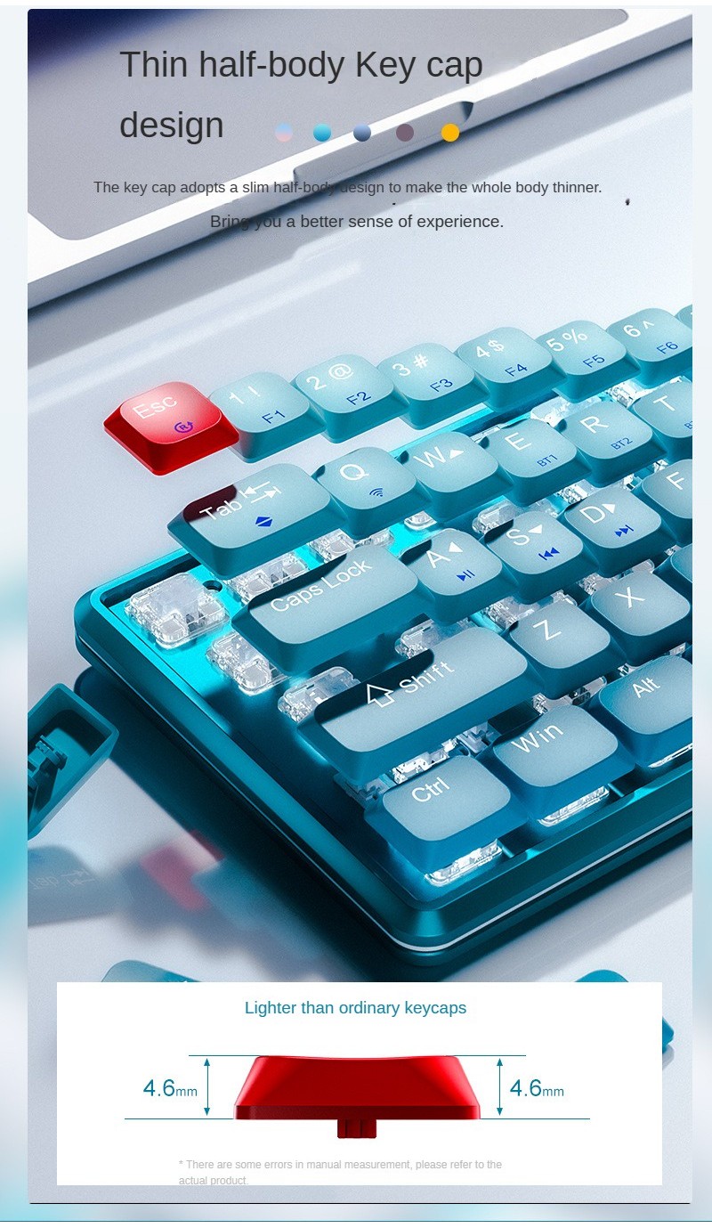 AULA H68 low profile switch Portable thin and light wireless Bluetooth ...