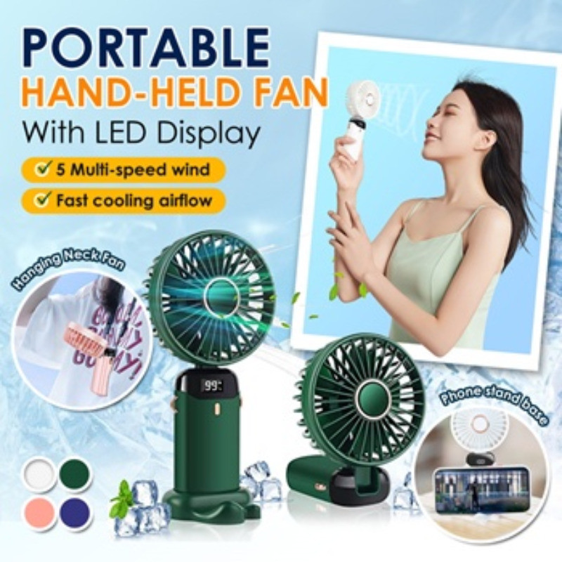 35000mah Portable Handheld Fan USB Rechargeable Digital Display Hanging ...