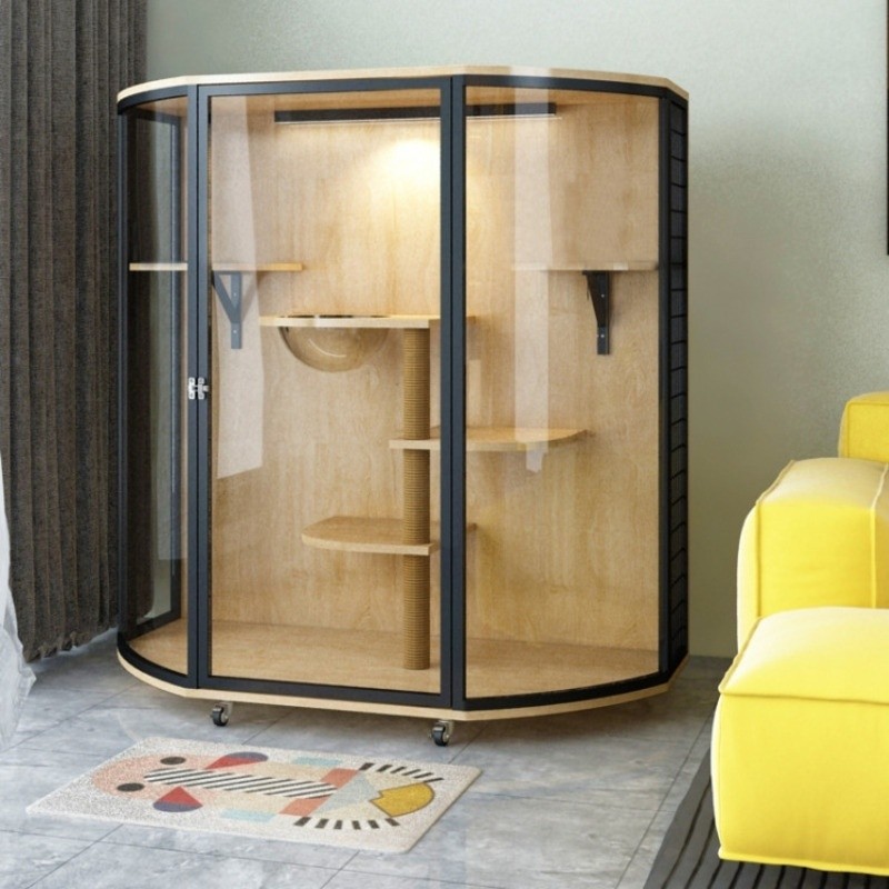Cat Cage Villa Luxury Cat Home Cage Large Space Free Glass House Room ...
