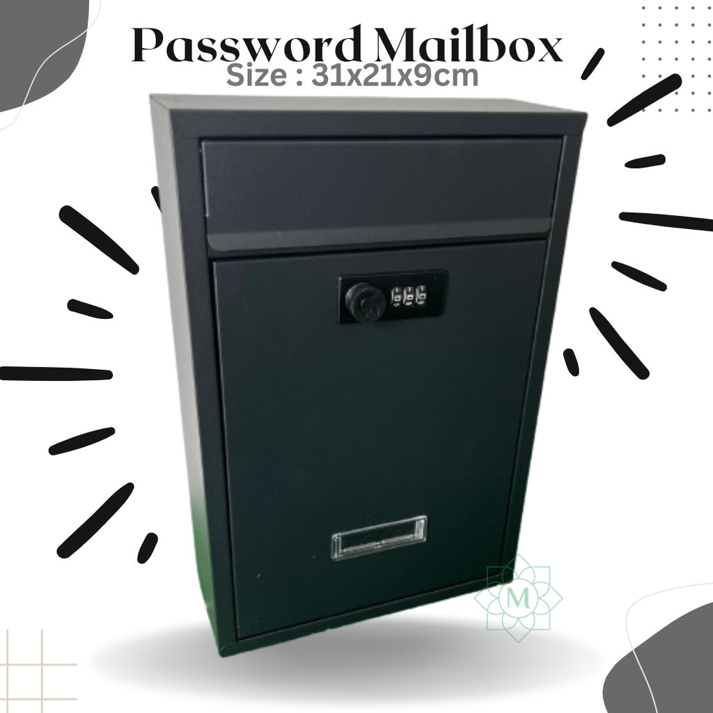 Outdoor Metal Mailbox With Password - Wall Mount Rust-Resistant Post ...