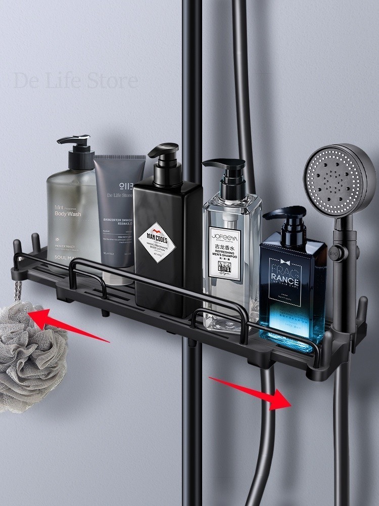 (Local Stock)Extendable Shower Shelf Space-Saving Bathroom Shelf No ...