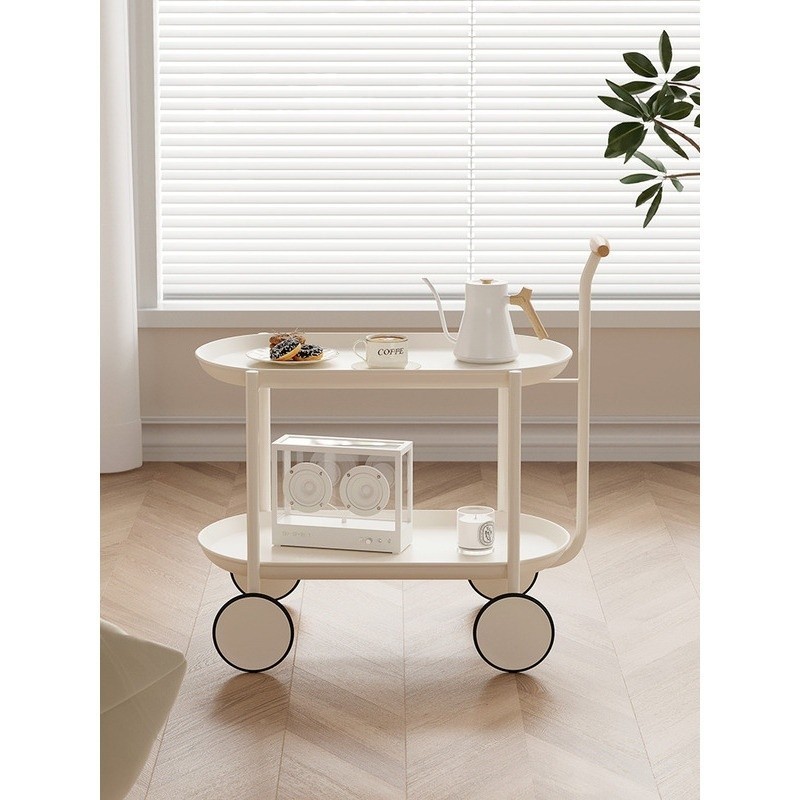 Cream Style Side Table Dining Cart Small Table Snacks Movable Table ...