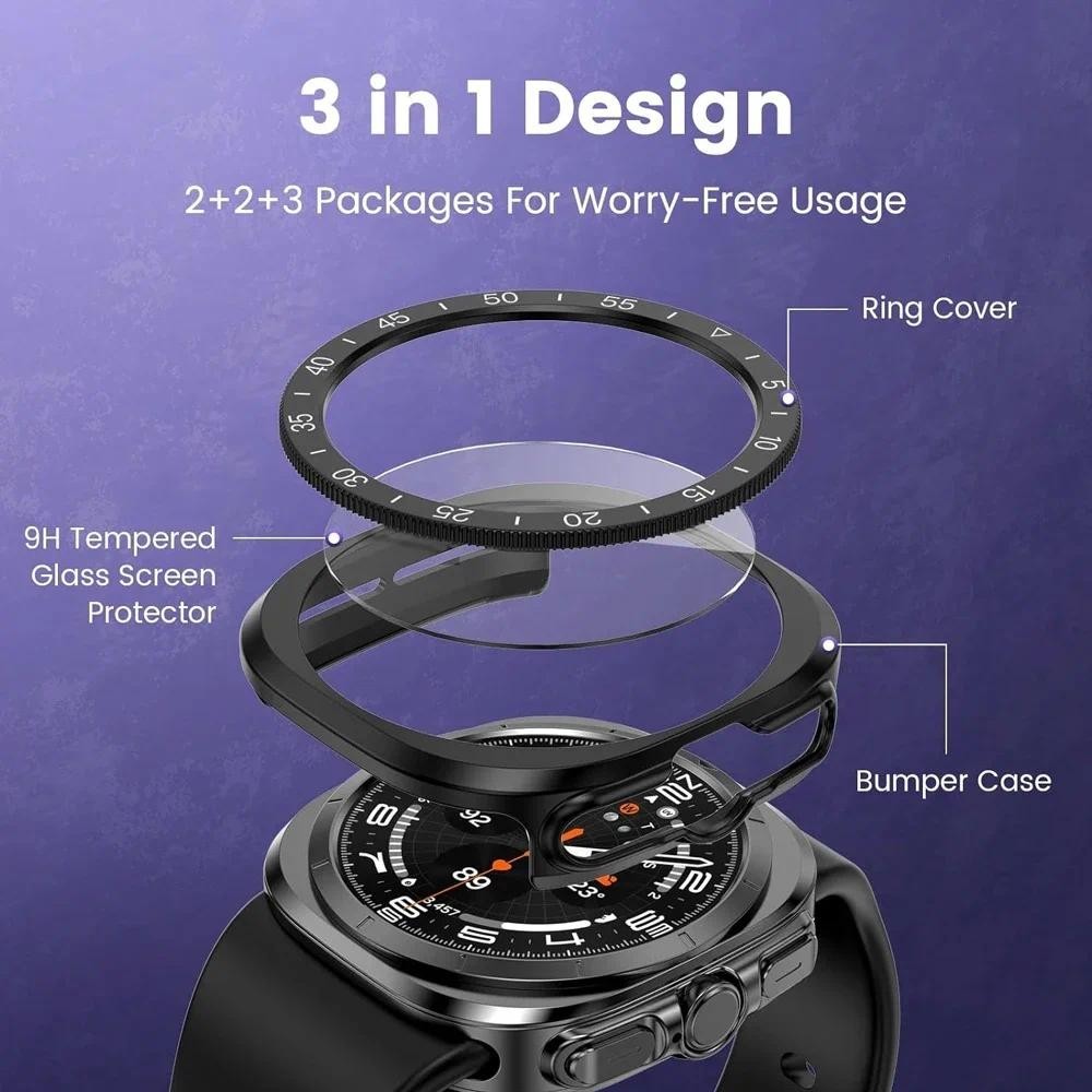 3 in1 for Samsung Galaxy Watch 7 Ultra 47mm Tempered Glass Screen ...