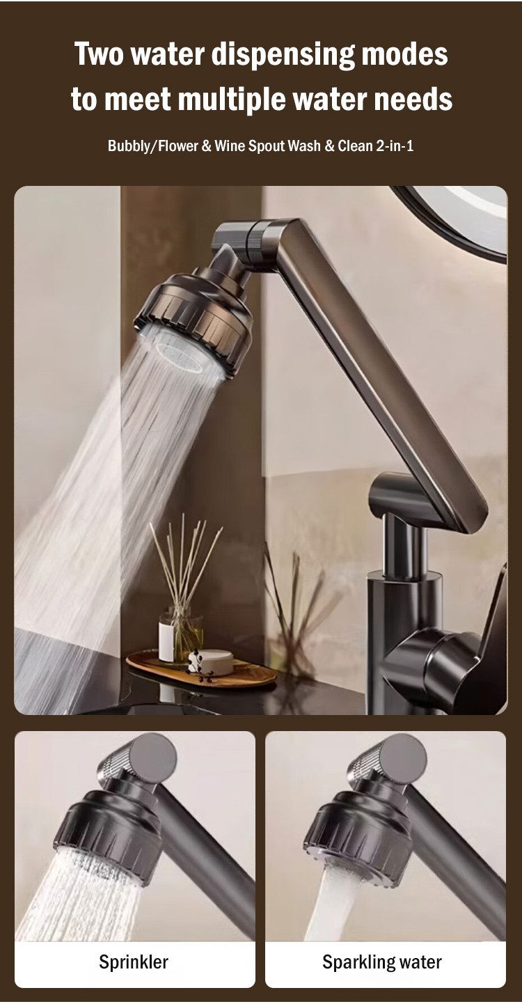【Splash-proof/water-saving】1080° mechanical arm rotating faucet/Rotate ...