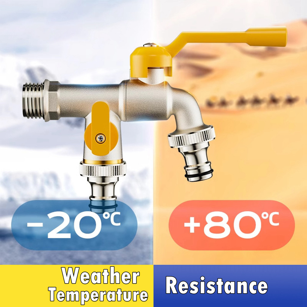 1/2" Brass Garden Hose Faucet Dual Tap Anti-Freeze Outdoor Faucet ...