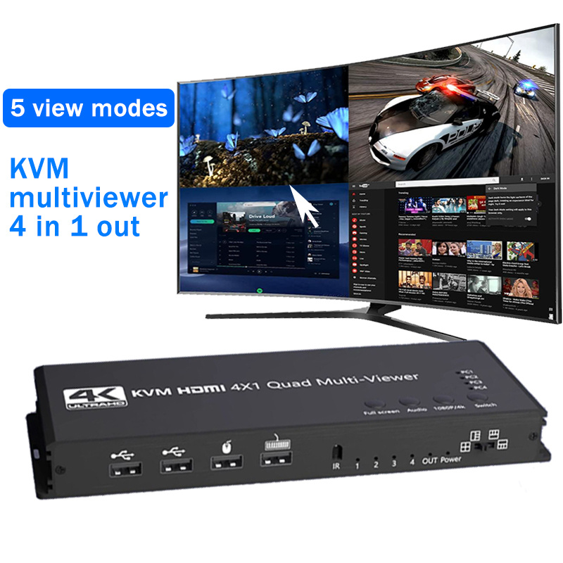 4K HDMI KVM Switch 4x1 Quad Multi Viewer 4 in 1 Out KVM HDMI Processor ...
