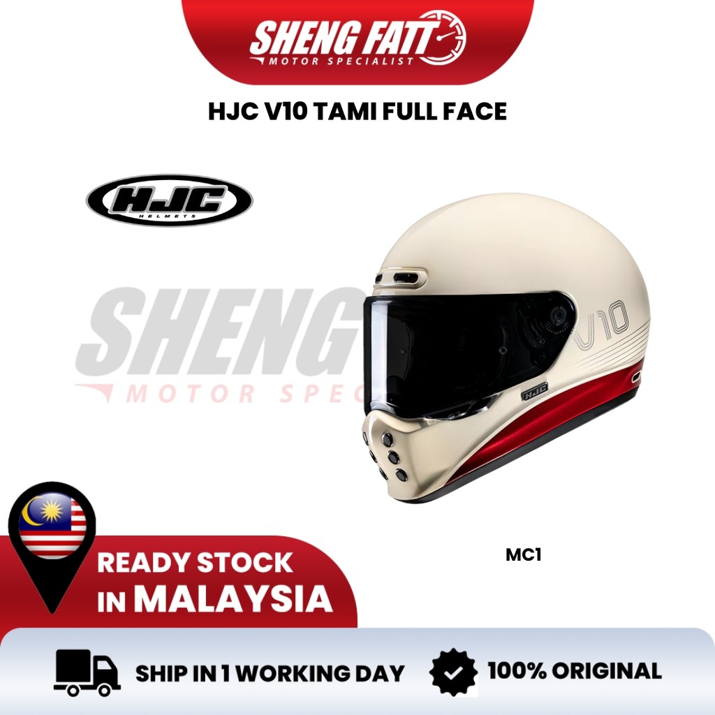 HJC V10 TAMI MC1 Full Face Helmet Motor Visor Topi Keledar Keselamatan ...