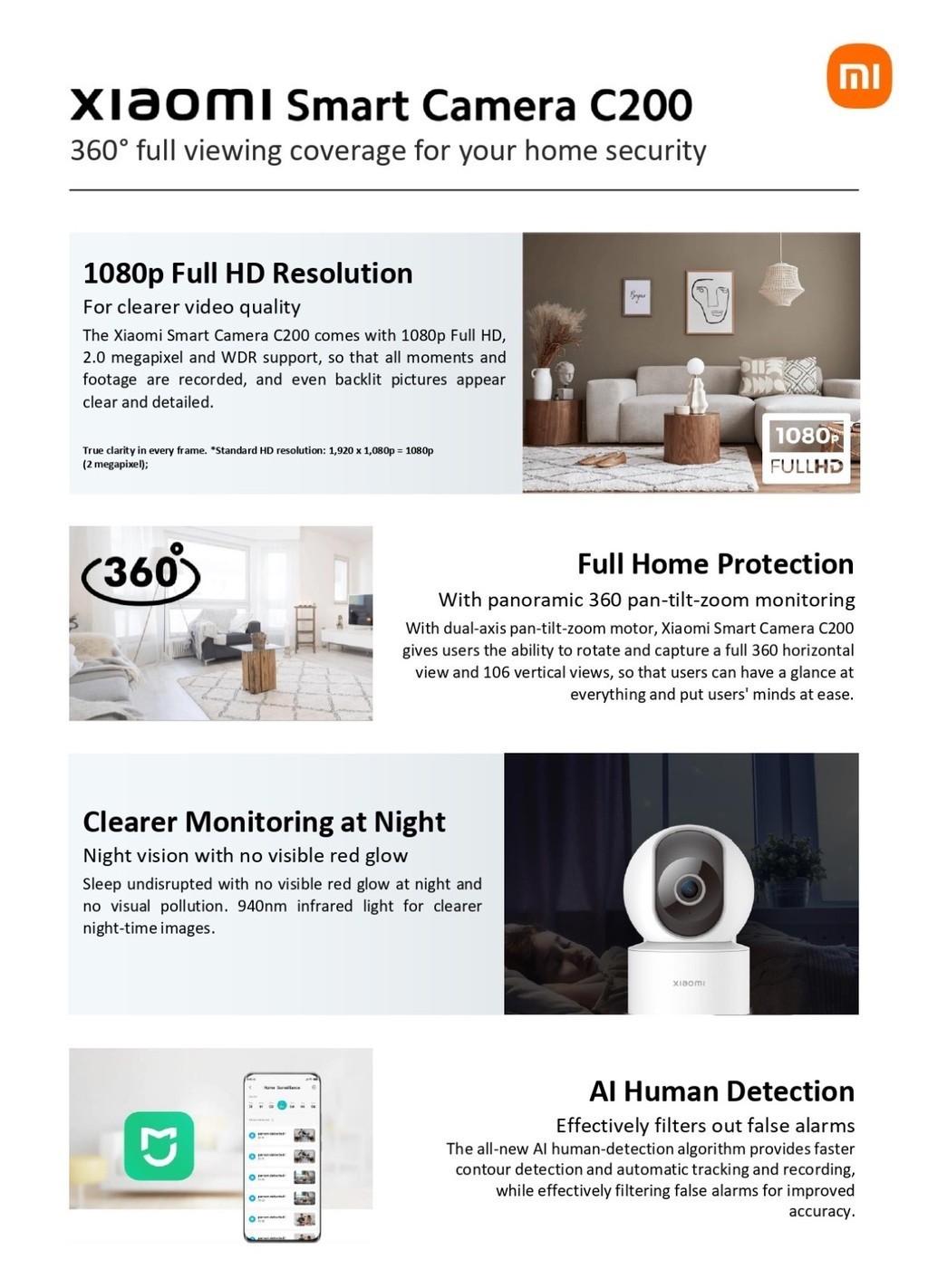 Xiaomi Smart Camera C200 | 1080p High Resolution | 360° Rotation ...