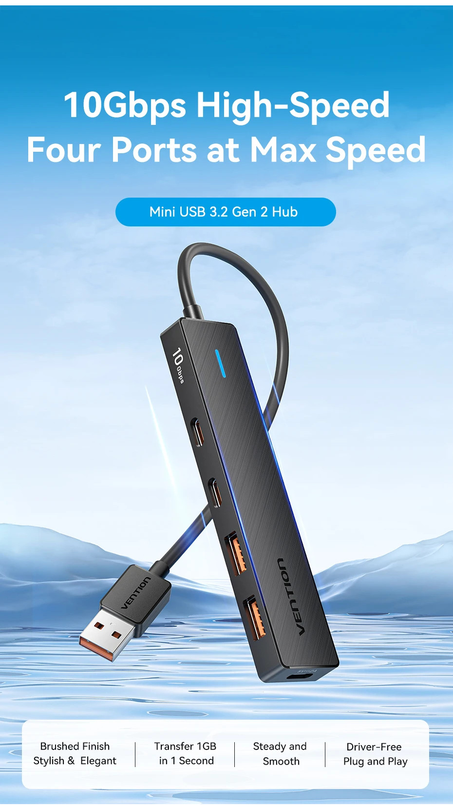 Vention USB HUB 10Gbps USB-A 3.2 Gen2 USB Splitter USB C USB A Hub 4 USB Port 3.2 | Shopee Singapore