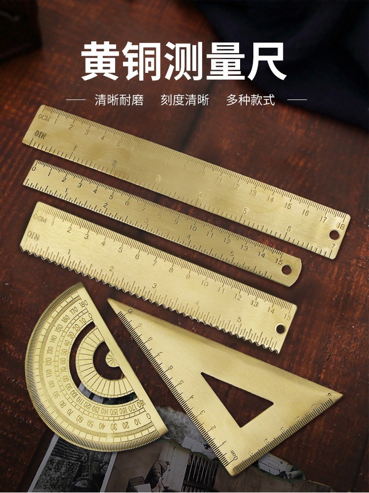 Brass Triangle Ruler Copper Ruler Caliper Semicircle Instrument ...