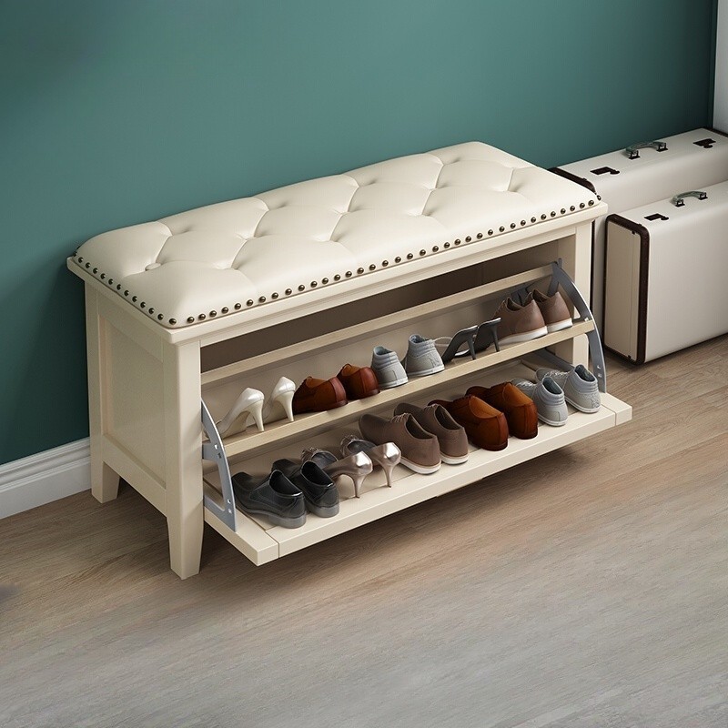 Solid Wood Shoe Changing Stool Soft Roll Shoe Cabinet American Shoe ...