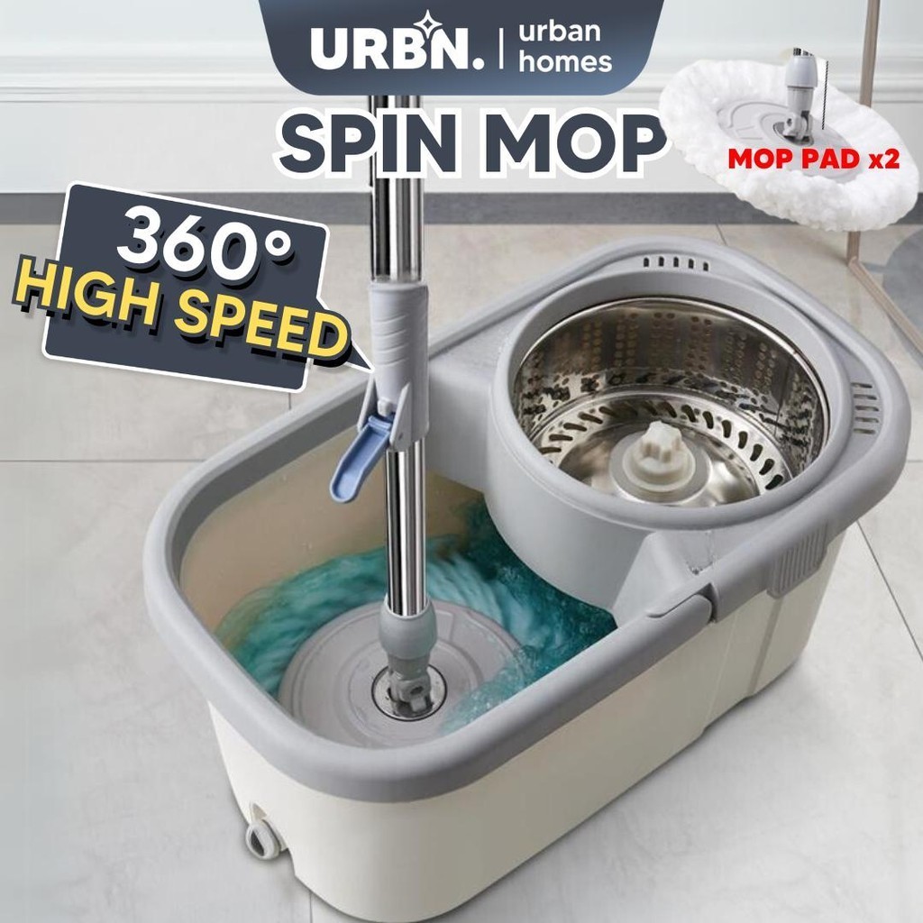 Microfiber 360 Degrees Spin Mop Rectangular With Stainless Steel Bucket Rotating Magic Floor ...