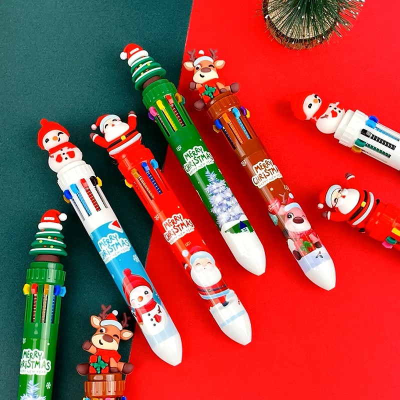 Christmas Ten Colors Ballpoint Pen Creative 3D Snowman Multi-Color ...