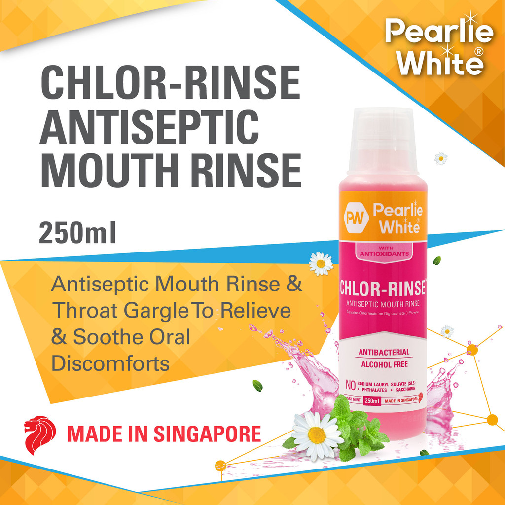Pearlie White Chlor-Rinse Antiseptic Mouth Rinse / Mouth Wash 250ml ...