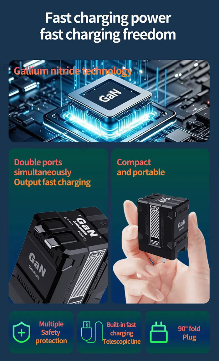 【Buy 1 Get 1】2 in 1 Mech Wind Phone Charger With Type C+IOS Spring ...