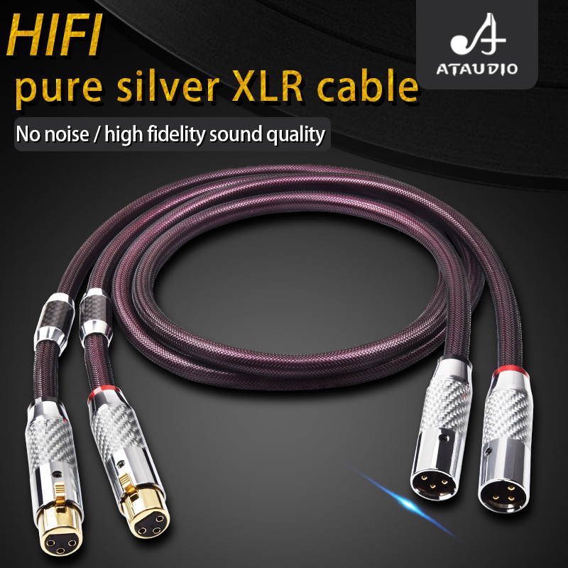 ATAUDIO Hi-End pure Silver XLR Audio Cable With Carbon Fiber 3pins HIFI ...