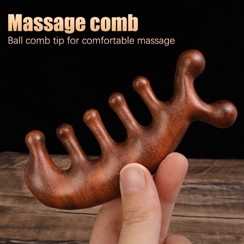 Antler Head Meridian Massage Comb - 6-claw Arms Eyes Part Massager ...