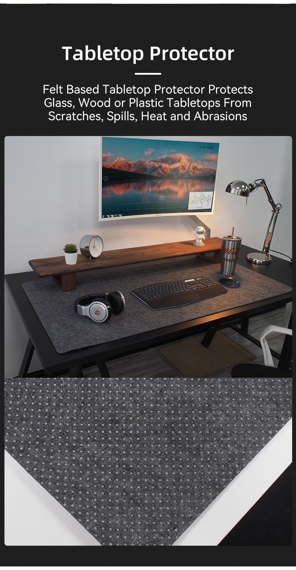 TBTIC Large Size Office Computer Desk Protector Mat Table Wool Felt ...