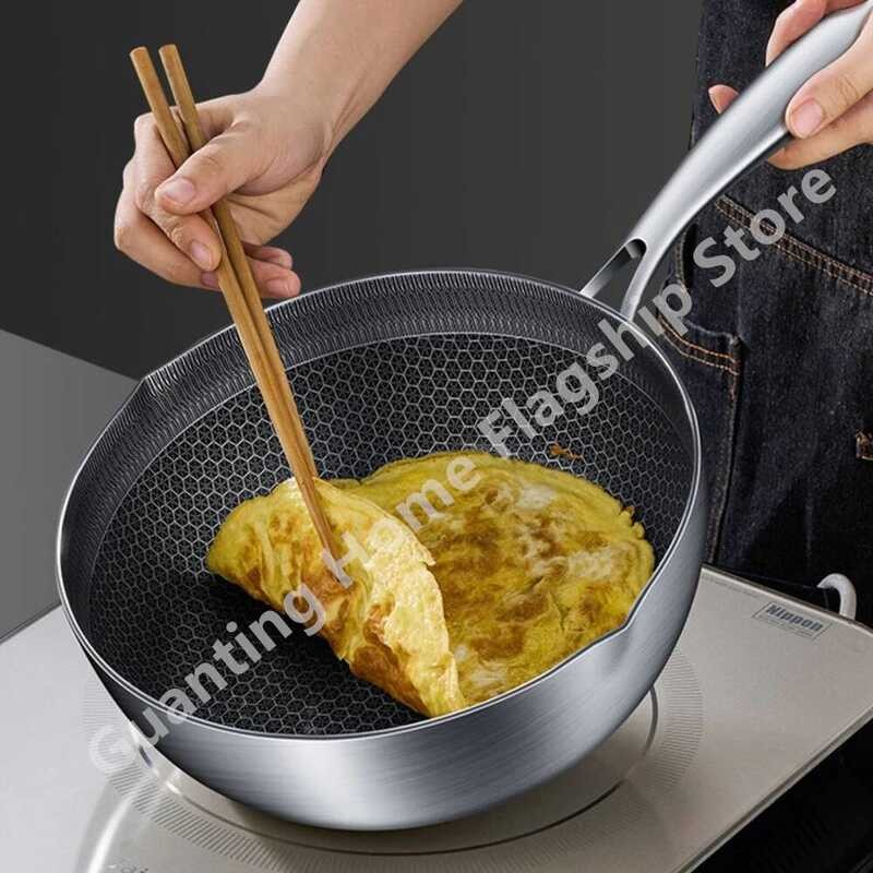 316 Stainless Steel Honeycomb Frying Steak Cooking Non-Stick Pan Flat ...