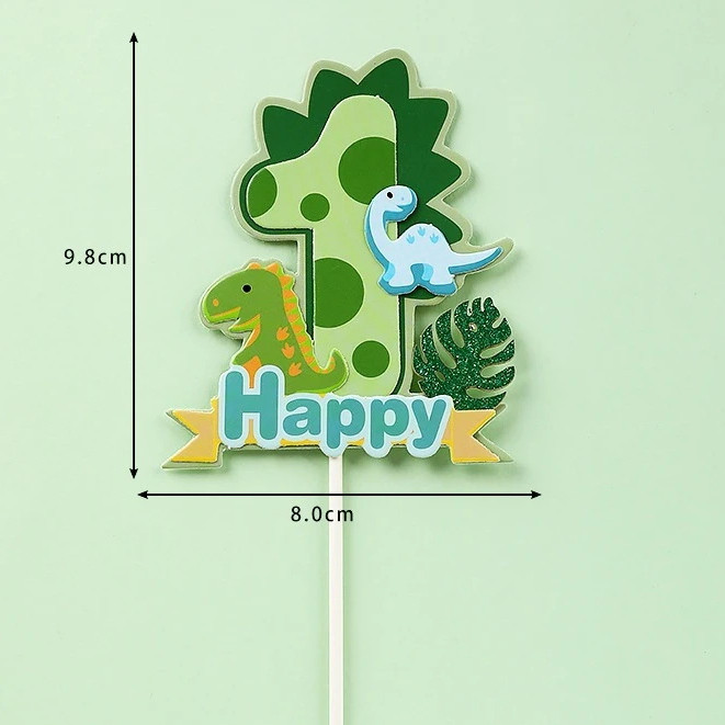 Dinosaur Number Cake Topper Green Number 1-5 Cupcake Topper for ...