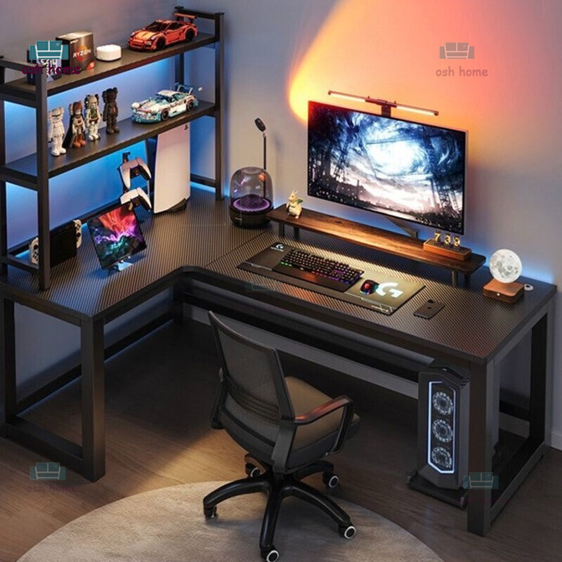 OSH Corner Computer Gaming Office Organizer Bookshelf Laptop Table ...