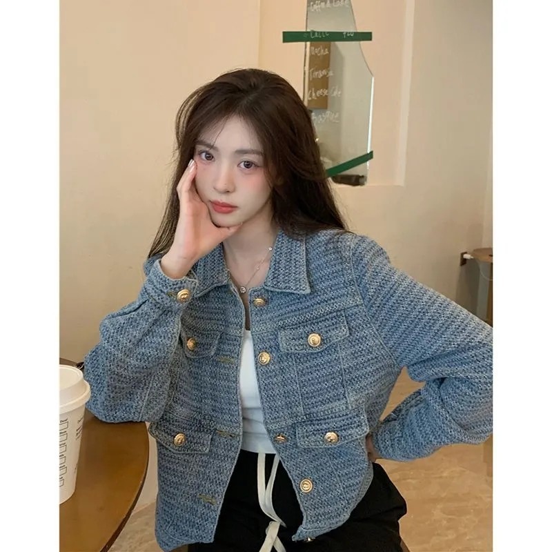 SUXI Retro French New Autumn Casual Lapel Long Sleeved Women's Loose ...