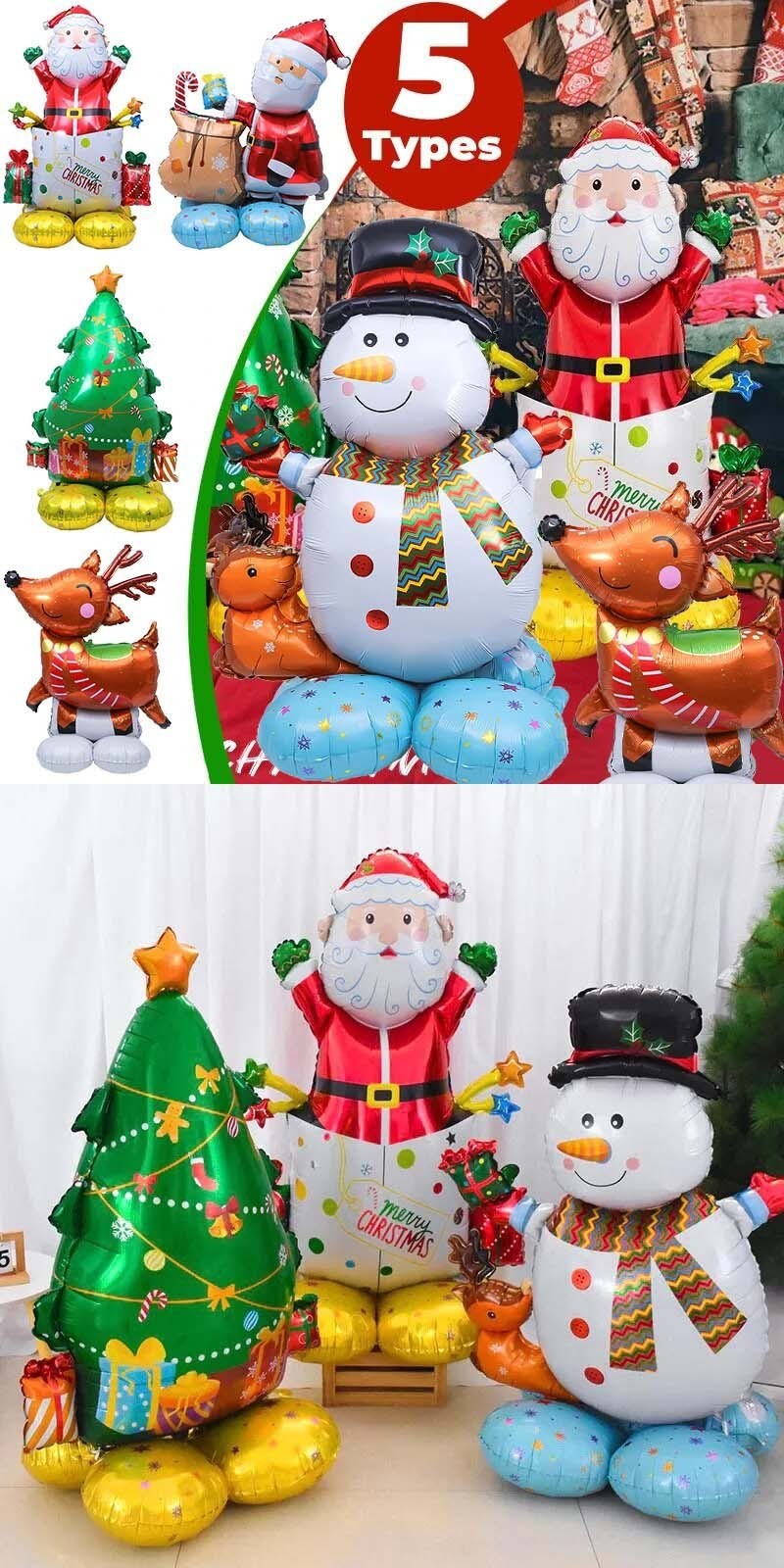 [Hot] 125cm Christmas Standing Santa Claus Balloons / Large Size Blow ...