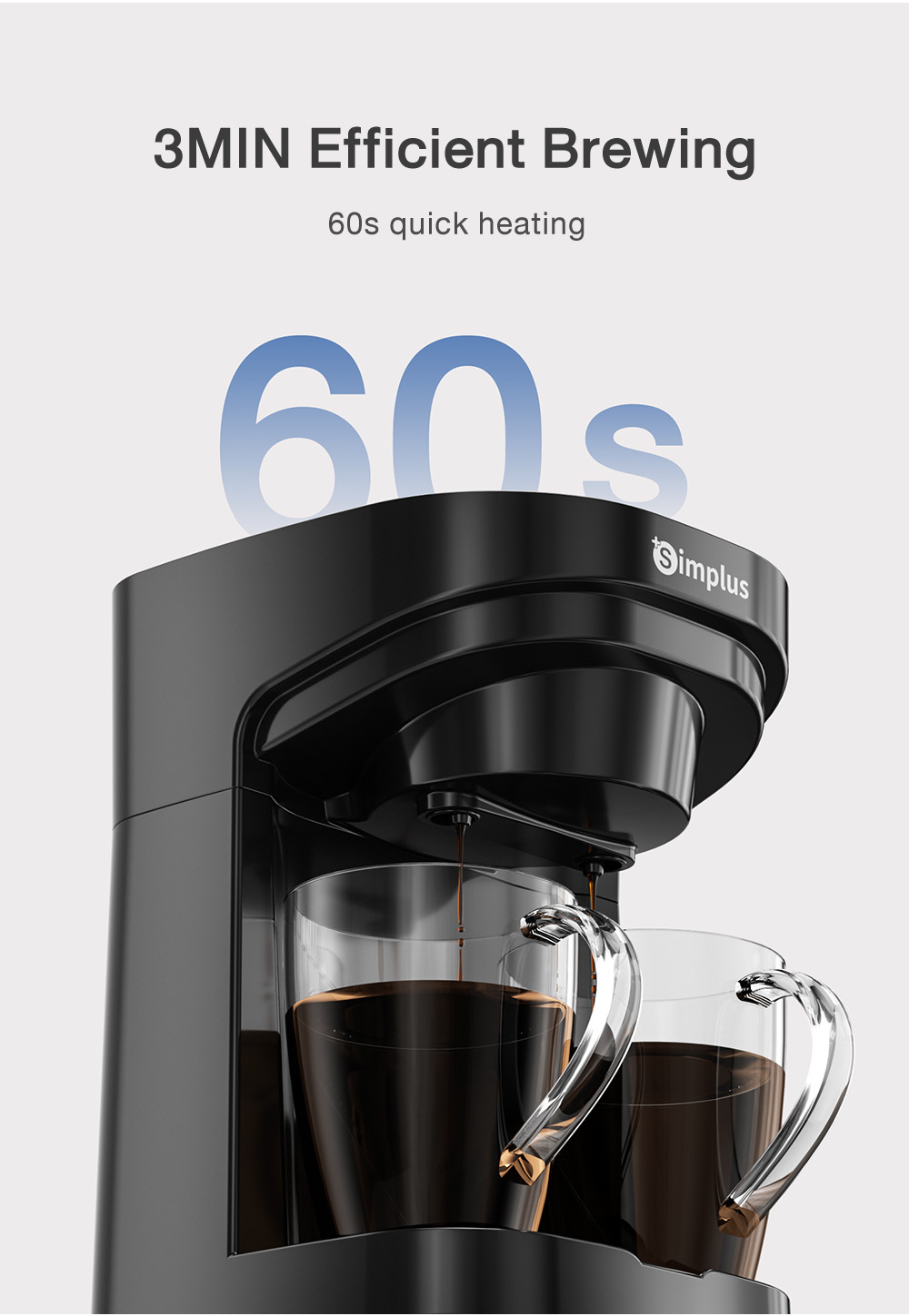 Simplus Coffee Maker | Single/Dual Cup Design | 3mins Efficient Brewing ...