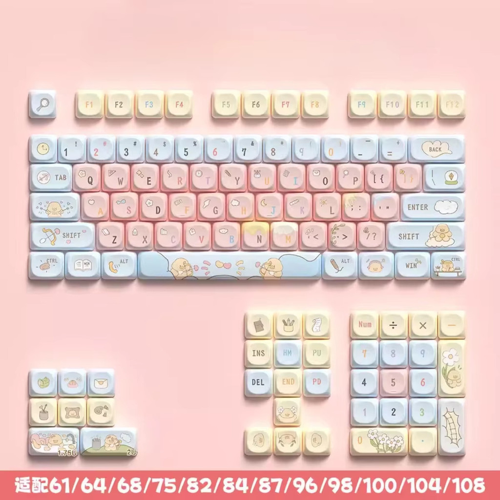 Kawaii Sanrio Cinnamoroll Keycaps Cartoon Style PBT Mechanical Keyboard ...