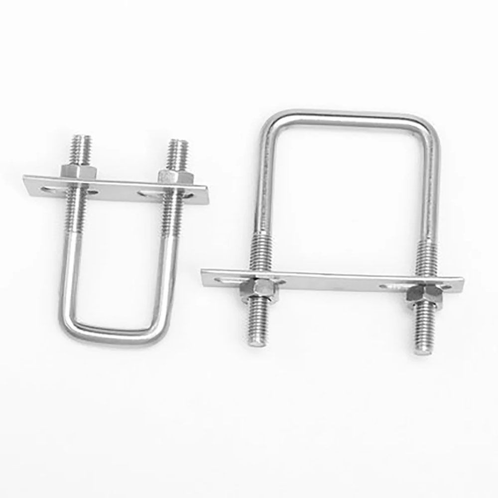 2Sets Durable Iron Square Clamp With Baffle Screw Pipe U-clamp M6 Right ...