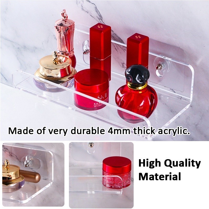 MULA Wall-Mounted Acrylic Shelf, Punch-Free Adhesive Rack for Bathroom ...