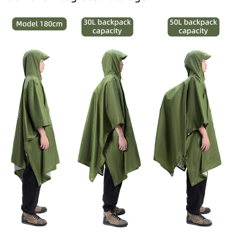 Qunature Multifunctional Lightweight Raincoat Hiking Climbing Camping 3 ...