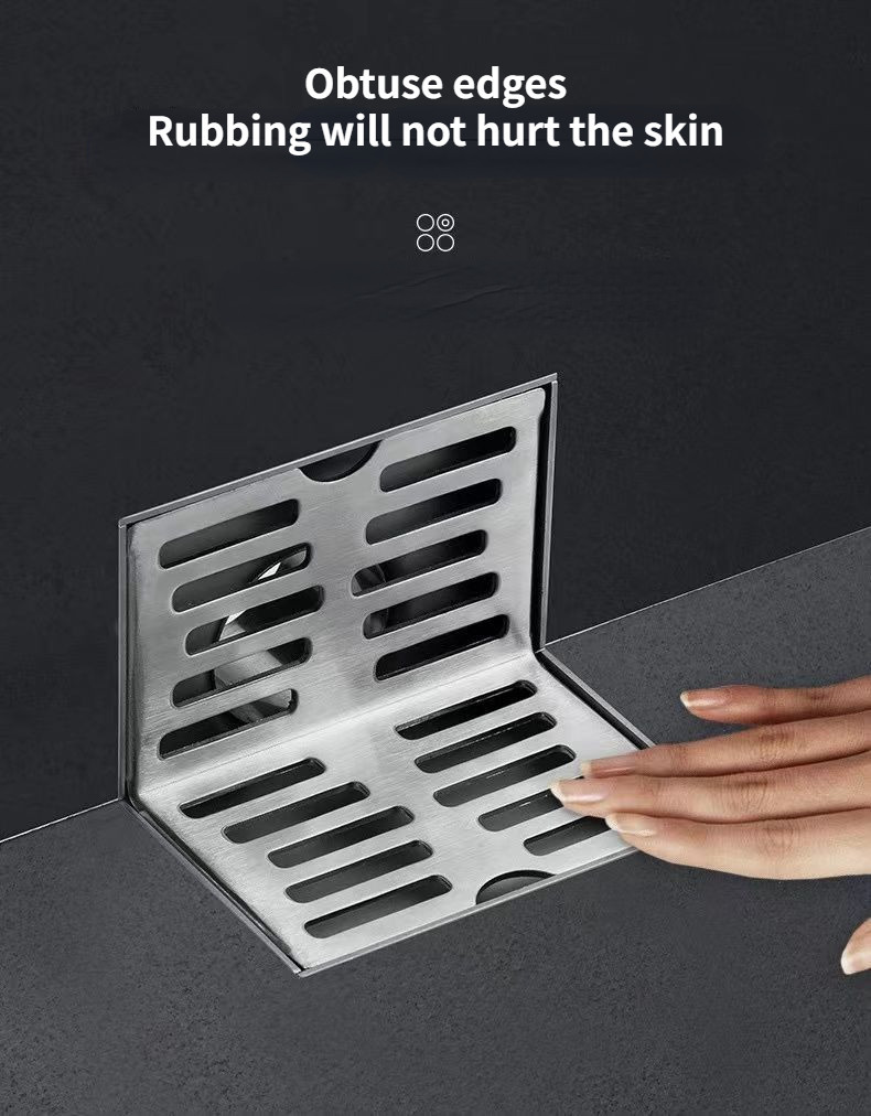 304 Stainless Steel Balcony Wall Corner Floor Drain L-shaped Side Drain ...