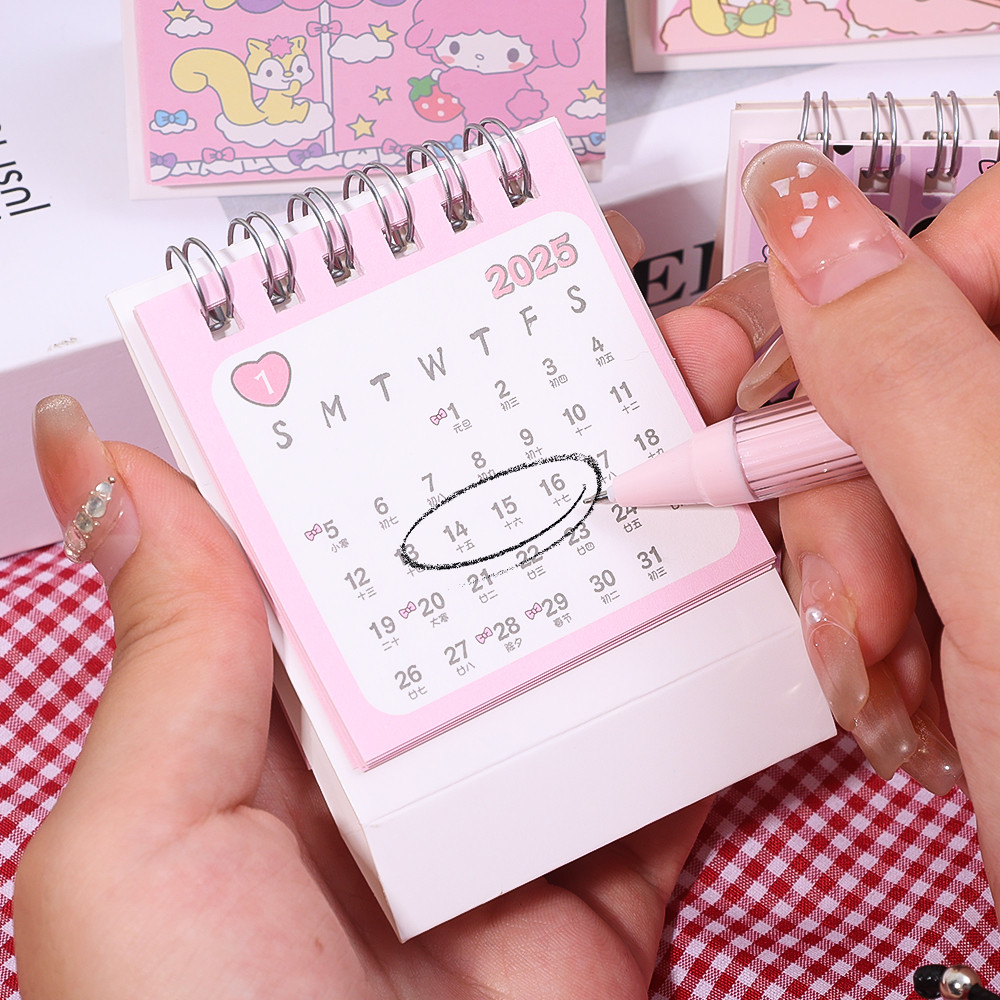 2025 Mini Standing Flip Desk Calendar - Cute Sanrio Small Planner ...
