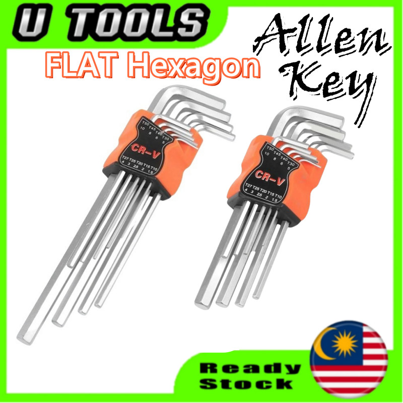 9Pcs Allen Key Flat Hexagon Wrench Metric Size Allen Key Short Arm Tool ...