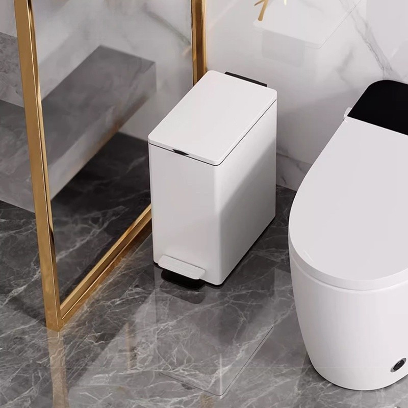 Dustbin Toilet Trash Rubbish Bin Foot Pedal Dustbin With Lid Narrow Gap ...
