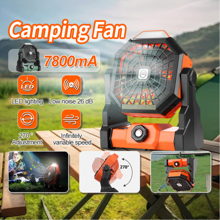 7800mAh 3 in 1 Portable USB Rechargeable Table Fan Hanging Tent Lamp ...
