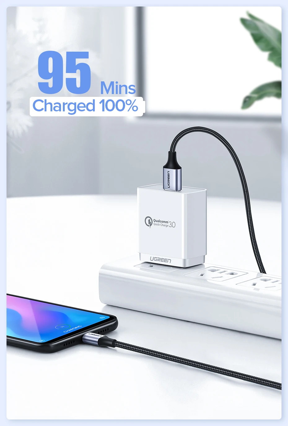 Ugreen USB A to Type C Cable 0.25m 0.5m 1m 2m 3m Braided For Android ...