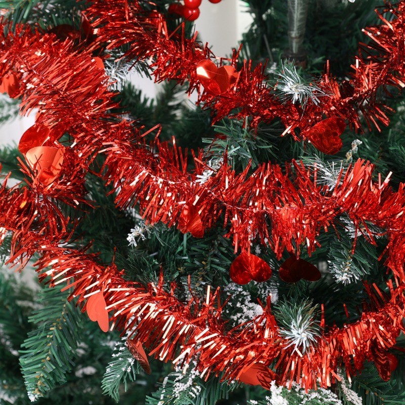 2Pcs 2M Christmas Heart-shaped Streamer - Xmas Tree Tinsel Garland ...