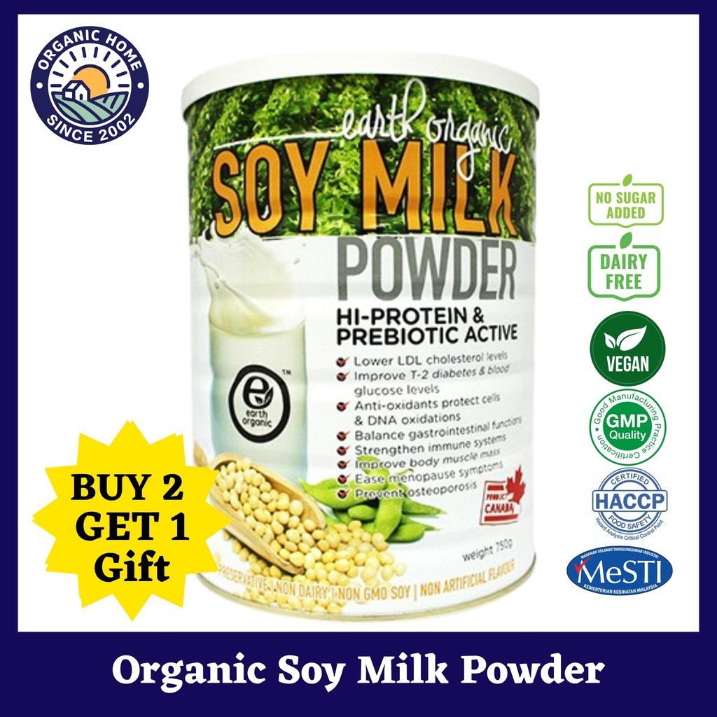 Earth Living Organic Soy Milk Powder (Hi Protein & Prebiotic Active ...