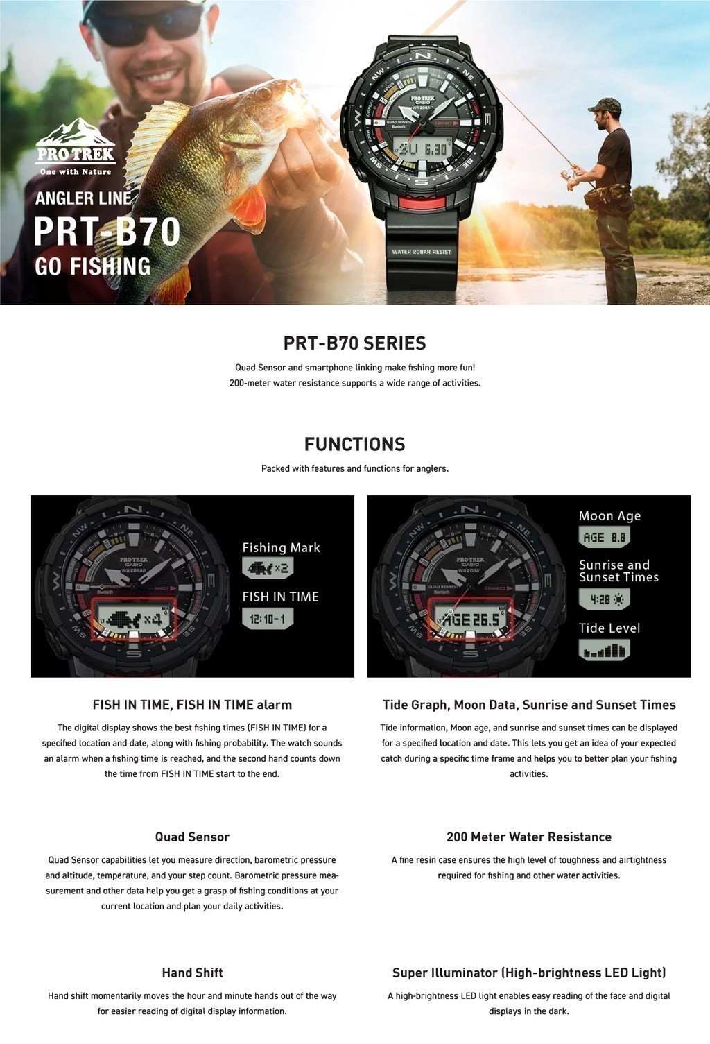 CASIO PRO TREK PRT-B70 Men's Analog Digital Watch Resin Band | Shopee ...